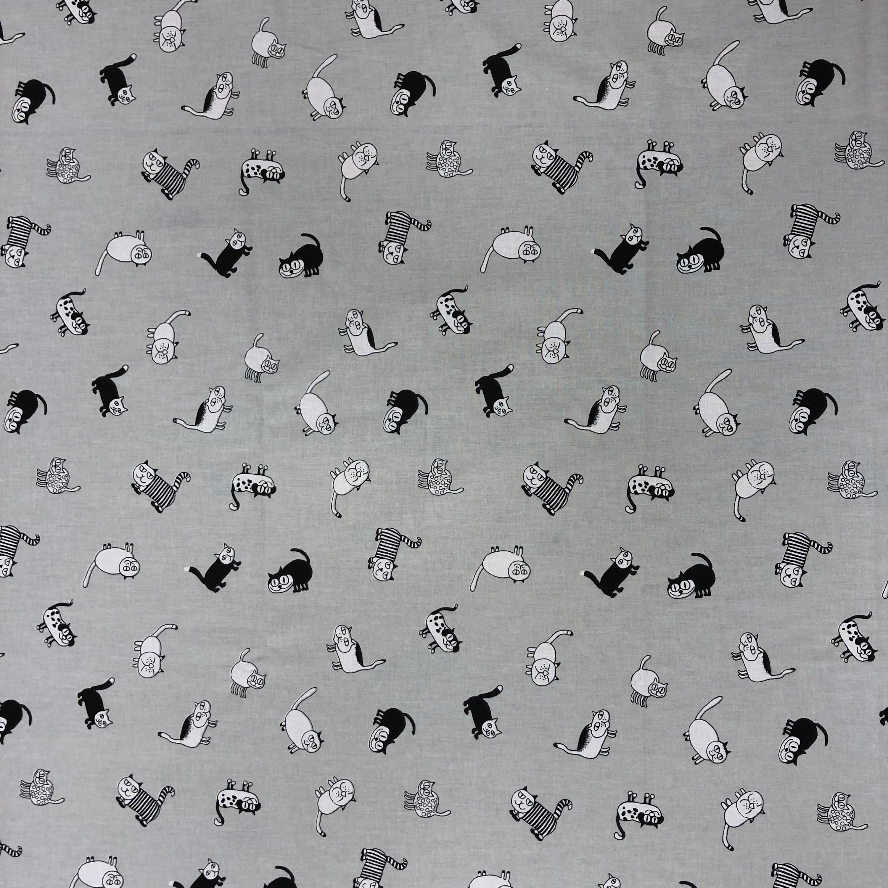 Grey Cotton Cat Fabric Cat Print Fabric Cotton Fabric | Etsy