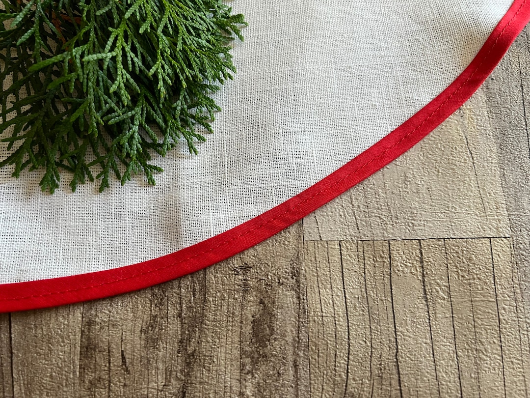 White Tree Skirt With Red Lace, Tree Skirt, Burlap Tree Skirt ...