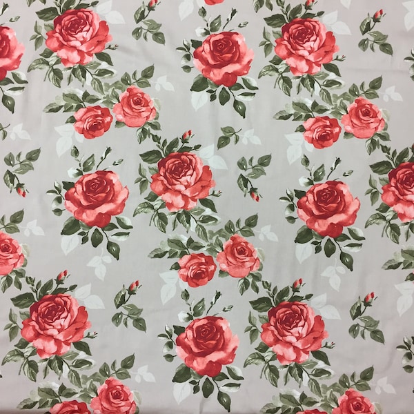 Rose Print Fabric - Etsy