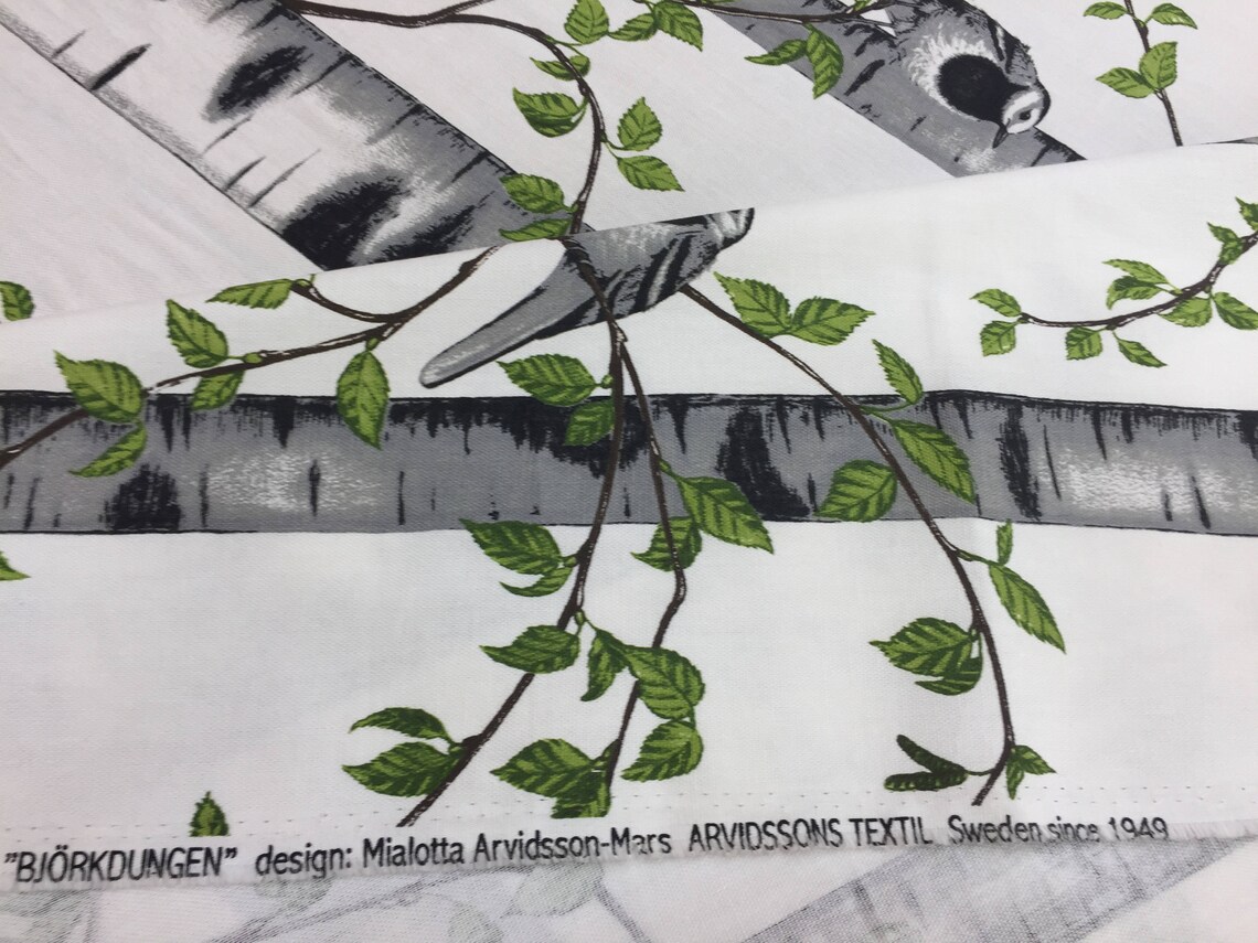 Scandinavian Cotton Fabric Cotton Fabric With Birds and Birch - Etsy