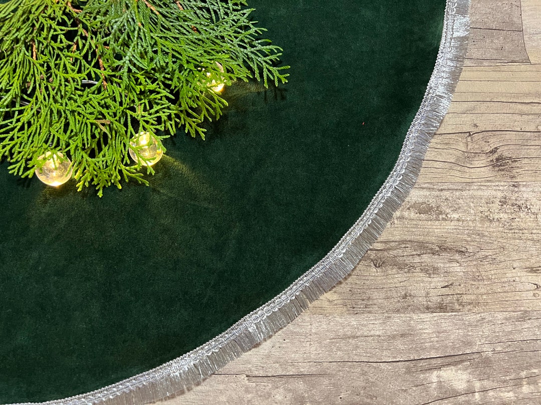 Emerald Green Christmas Tree Skirt,velvet Tree Skirt, Boho Xmas Tree ...