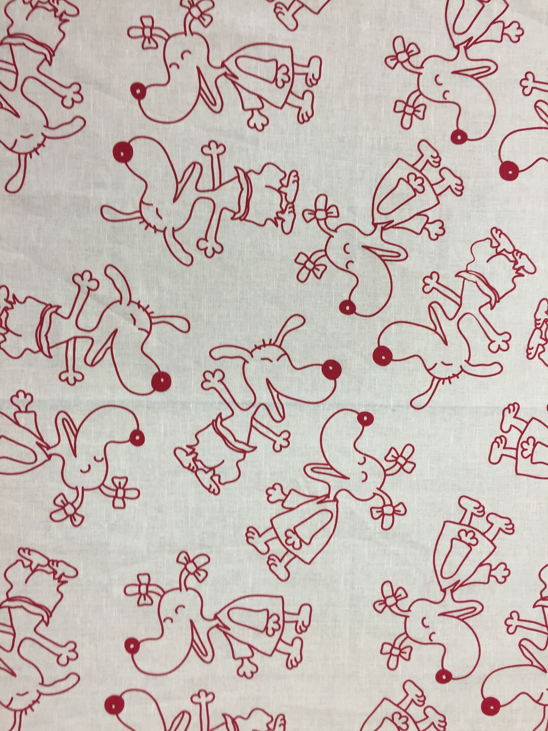 White Linen Fabric: Scandinavian Red Dog Print, 59" Wide - Etsy
