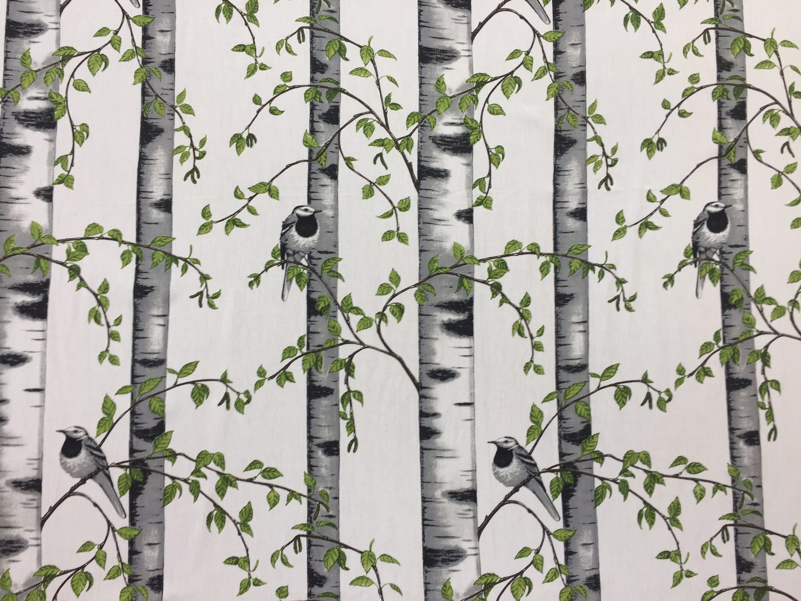 Scandinavian Cotton Fabric Cotton Fabric With Birds and Birch - Etsy
