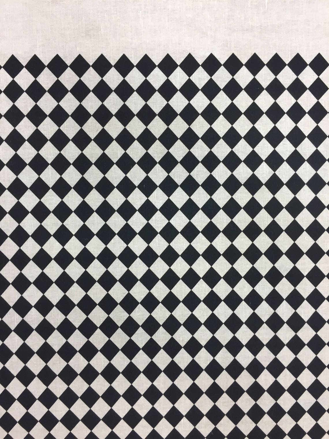 Linen Fabric With White and Black Lozenges Tablecloth Rhomb - Etsy
