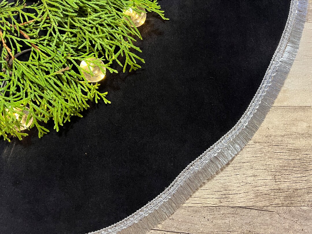Black Velvet Christmas Tree Skirt: Boho Silver Lace, 57 Inch - Etsy