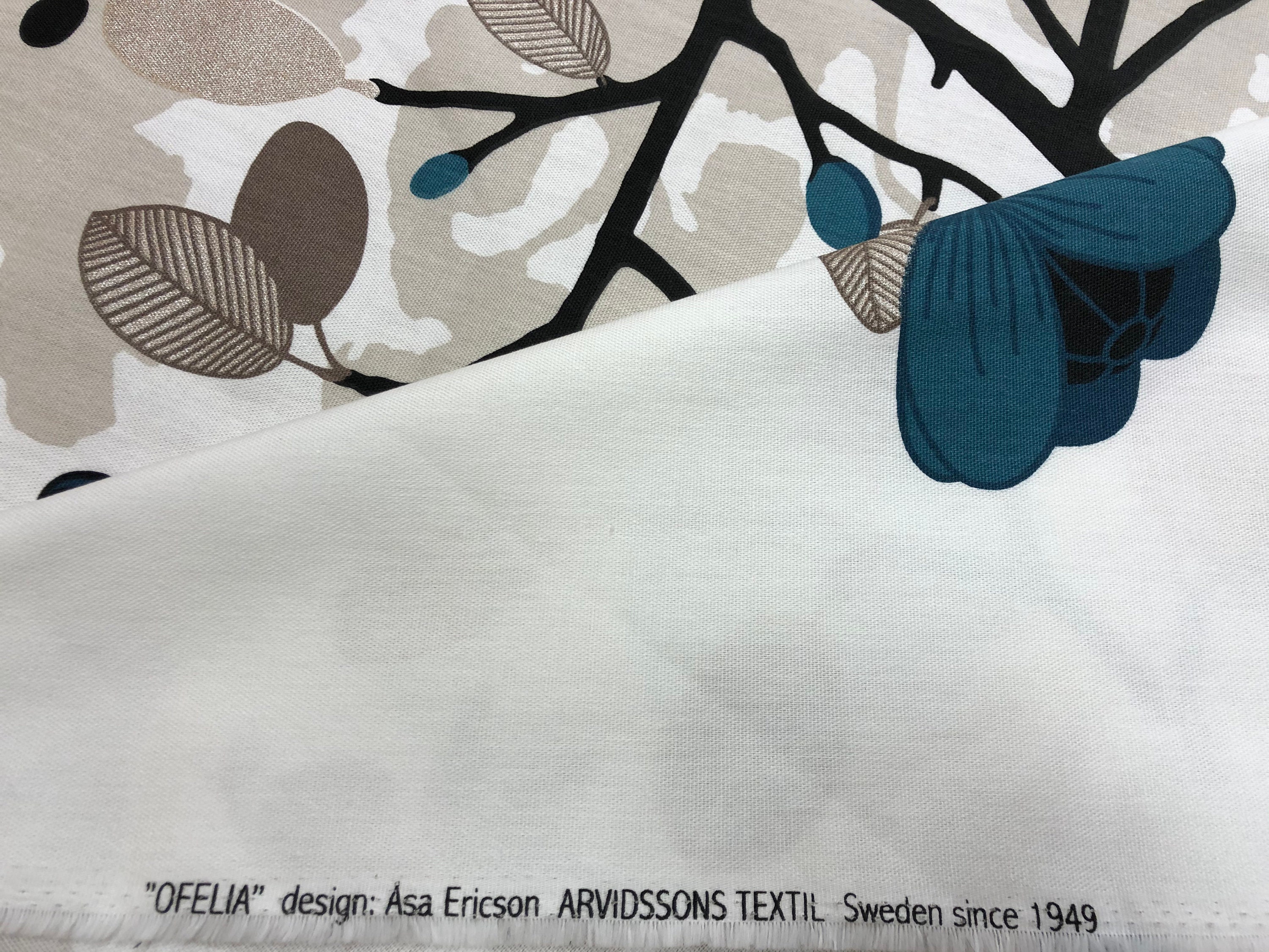Scandinavian Cotton Fabric Magnolia Blossom Elegant Blue | Etsy