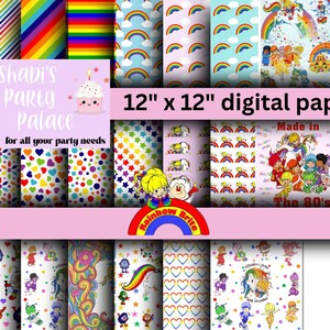 RAINBOW BRITE REPEAT Pattern Digital Seamless Files 80's Cartoon Face ...