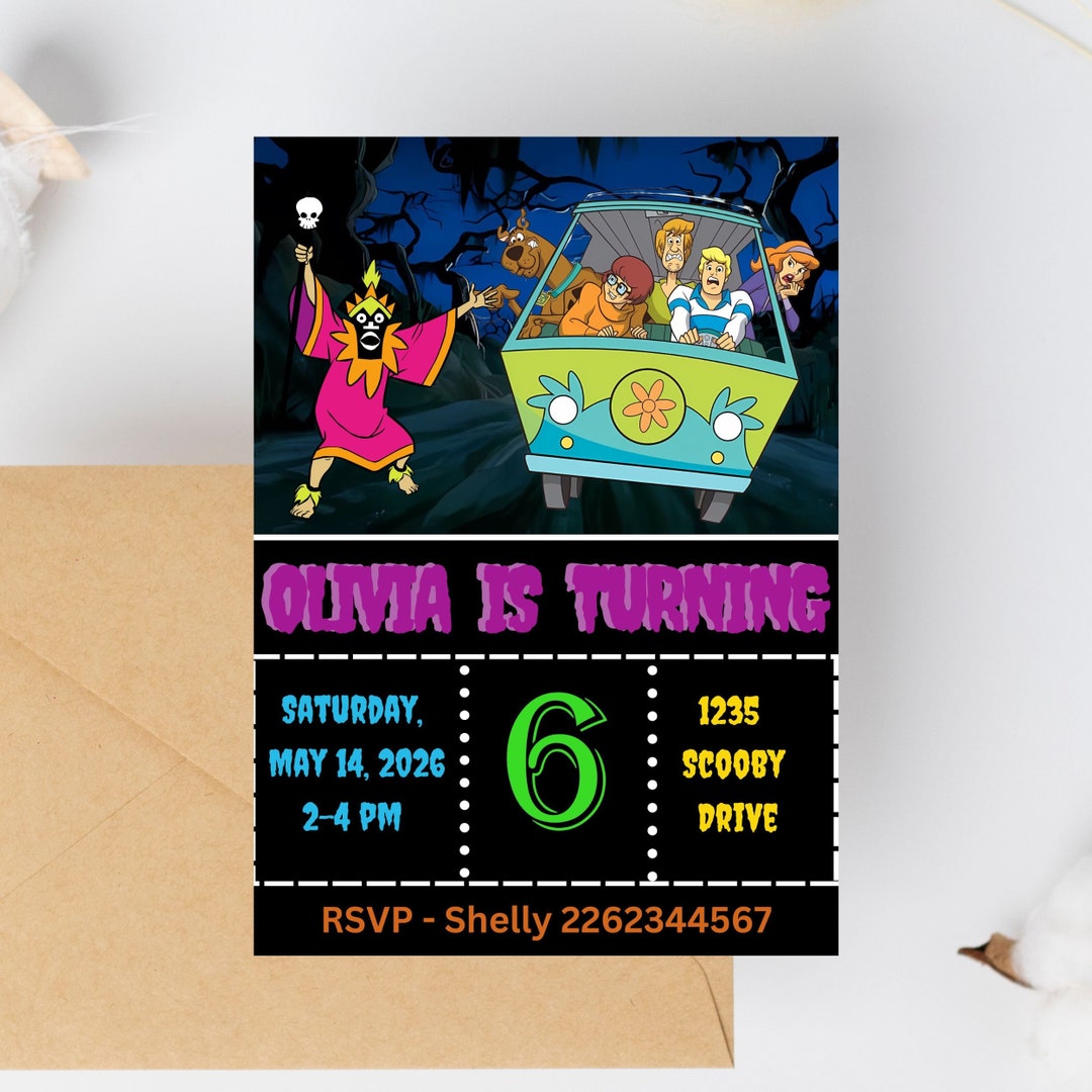 Scooby Doo Editable Birthday Invitation Template, Printable Birthday ...