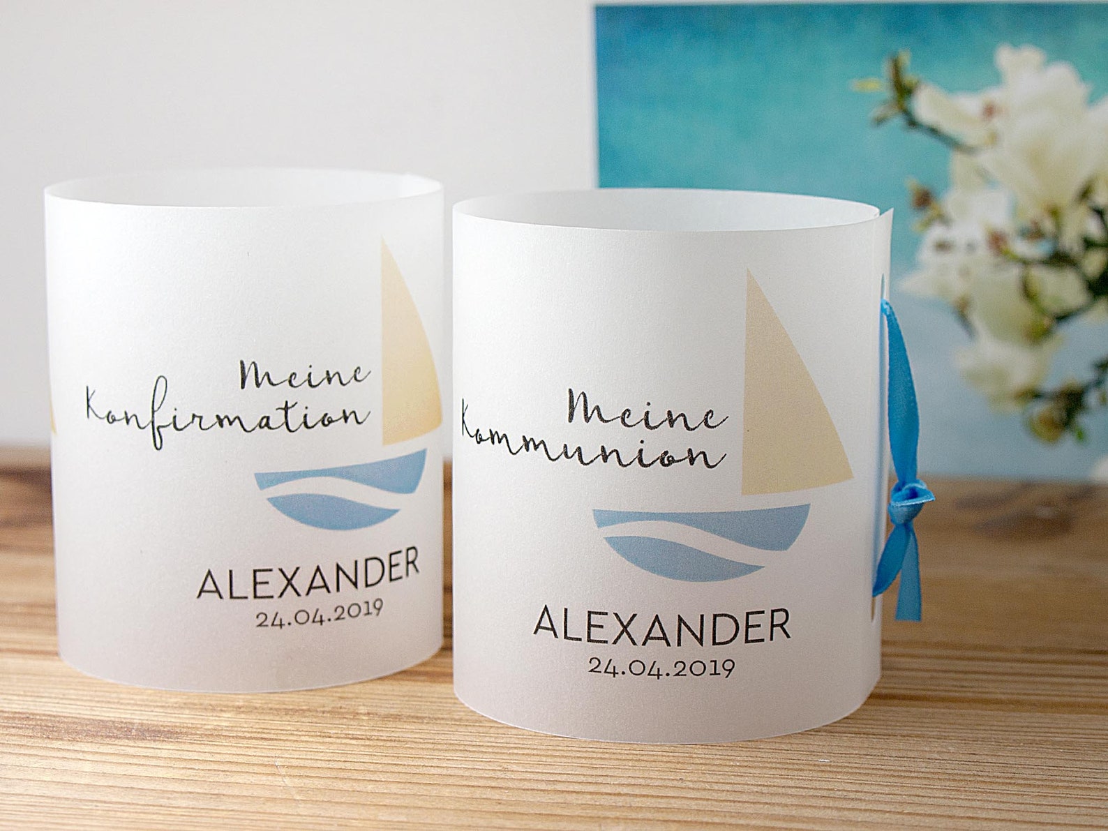 8 X Table Light Communion Confirmation Baptism Motif Boat Blue | Etsy