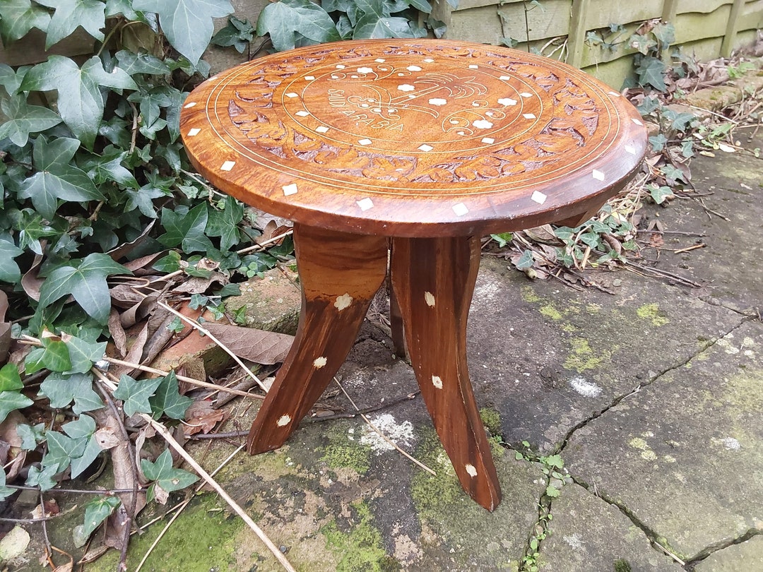 Vintage Wooden Carved Table - Etsy