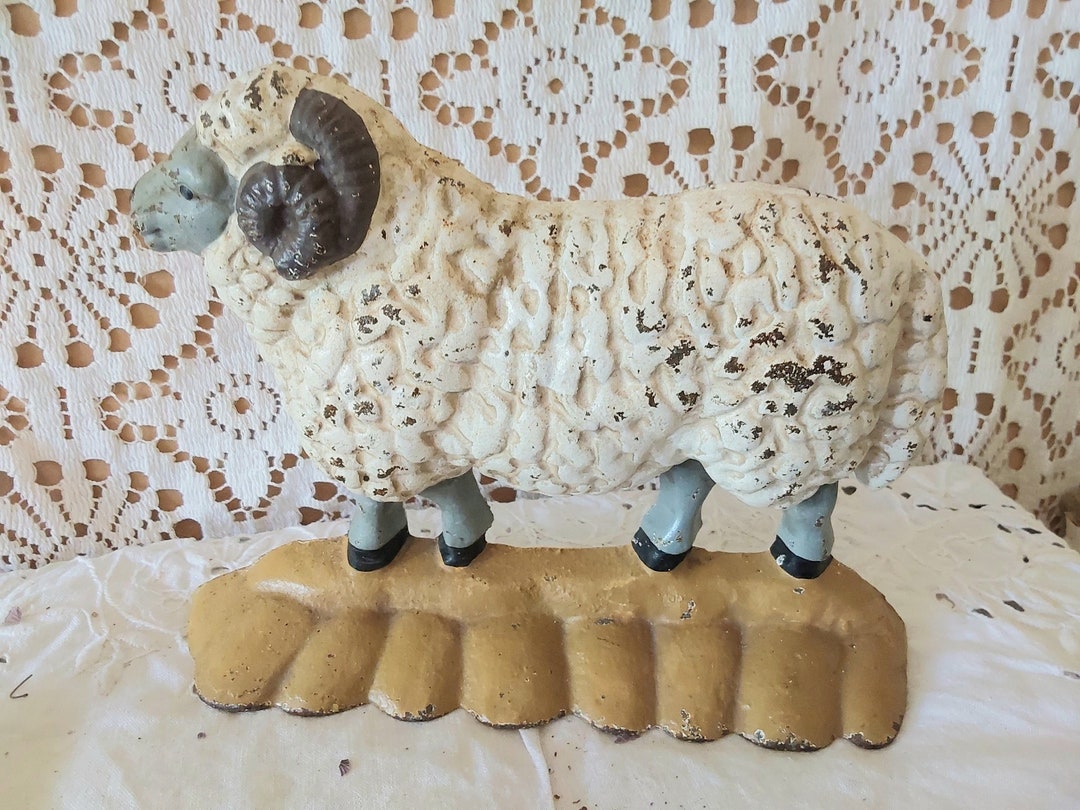 Vintage Cast Iron Ram Doorstop - Etsy
