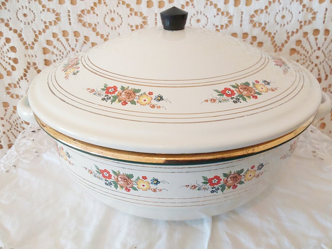 Vintage French Enamel Cooking Pot - Etsy