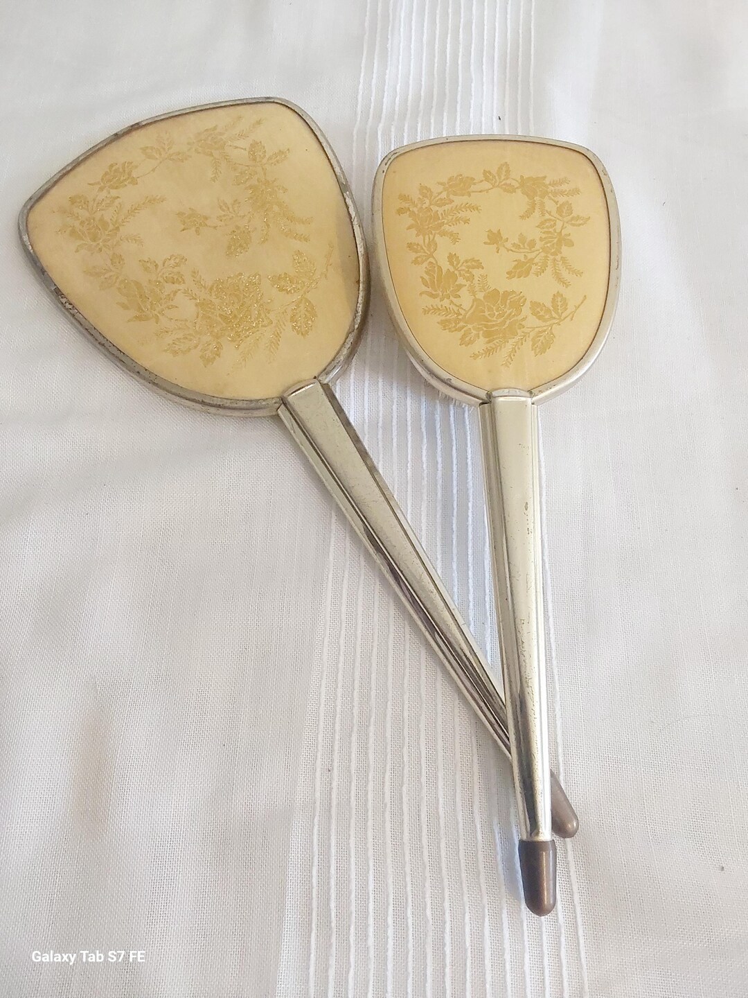 Vintage Long Handled Mirror and Brush Set - Etsy