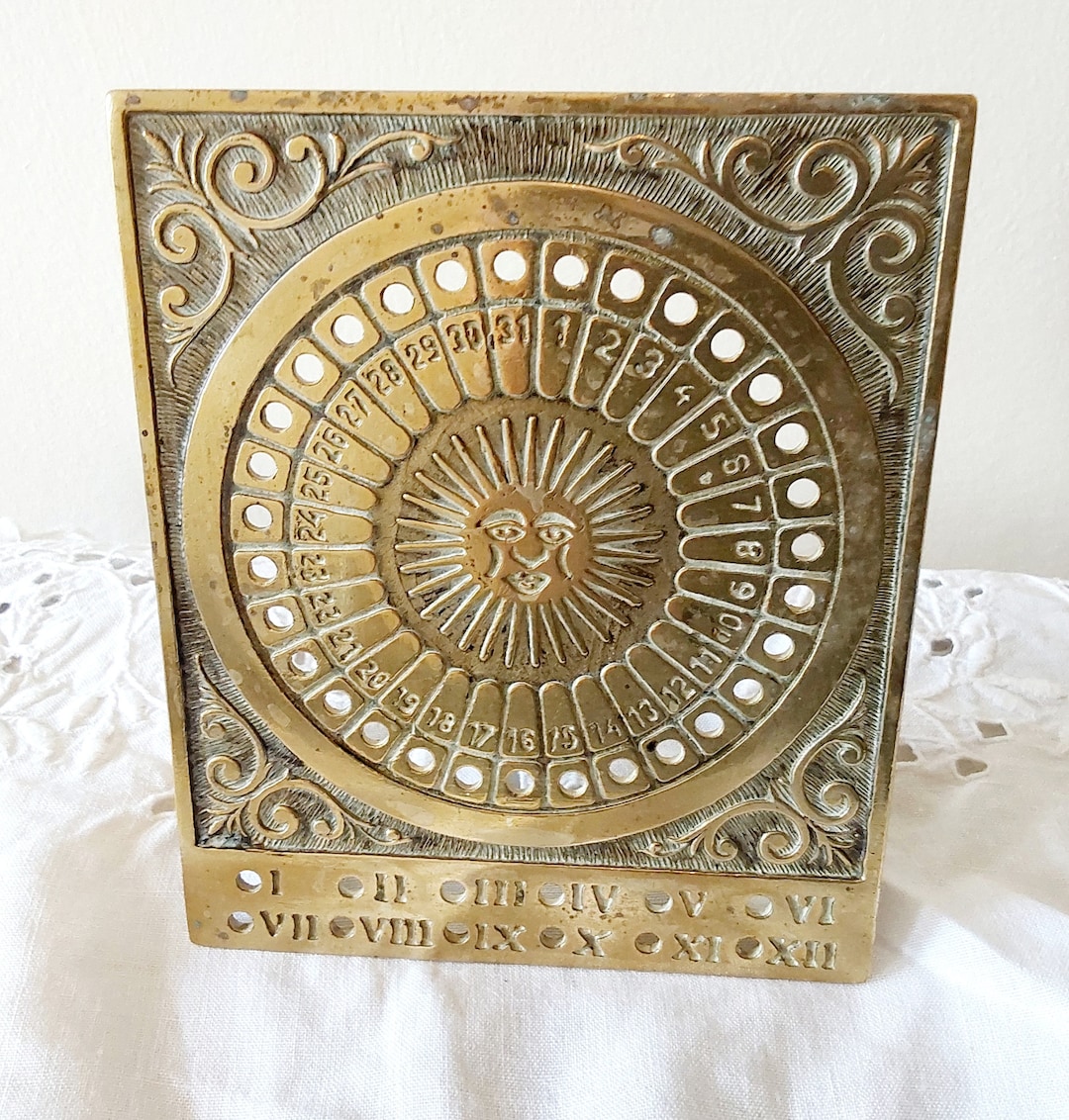 Vintage Brass Perpetual Sun Calendar - Etsy