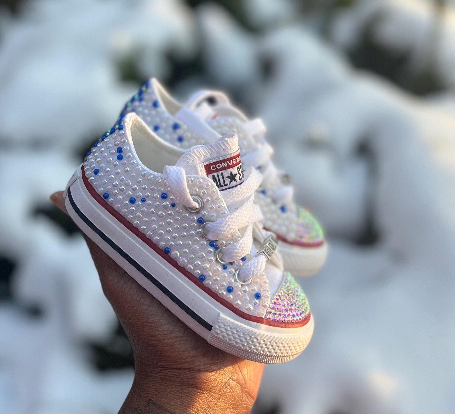 Rhinestone & Pearl Converse Sneakers - Customized Bling Chuck Taylors ...