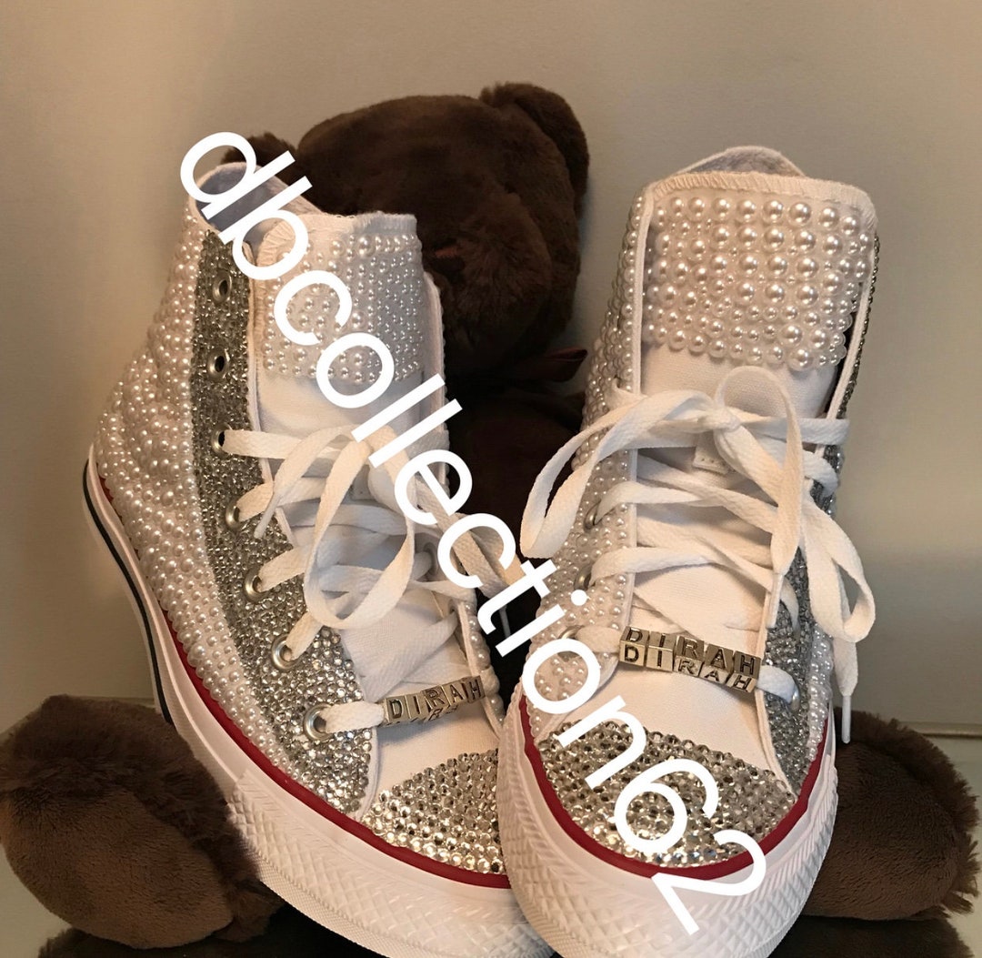Custom Bling Converse: Pearl & Rhinestone Sneakers - Etsy