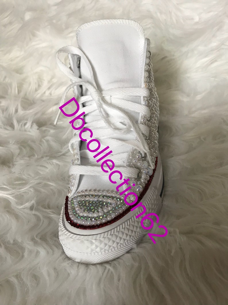 Custom Blinged Authentic Converse Sneakers: Pearls & Rhinestones - Etsy