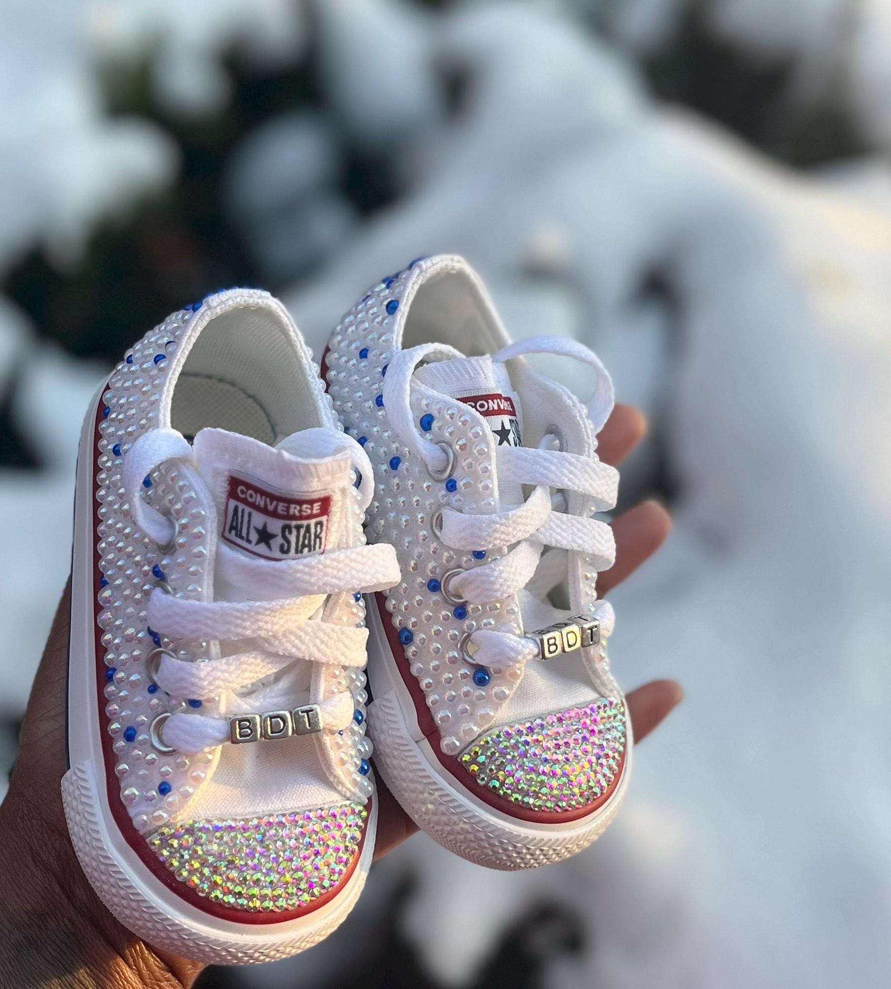 Rhinestone & Pearl Converse Sneakers - Customized Bling Chuck Taylors ...