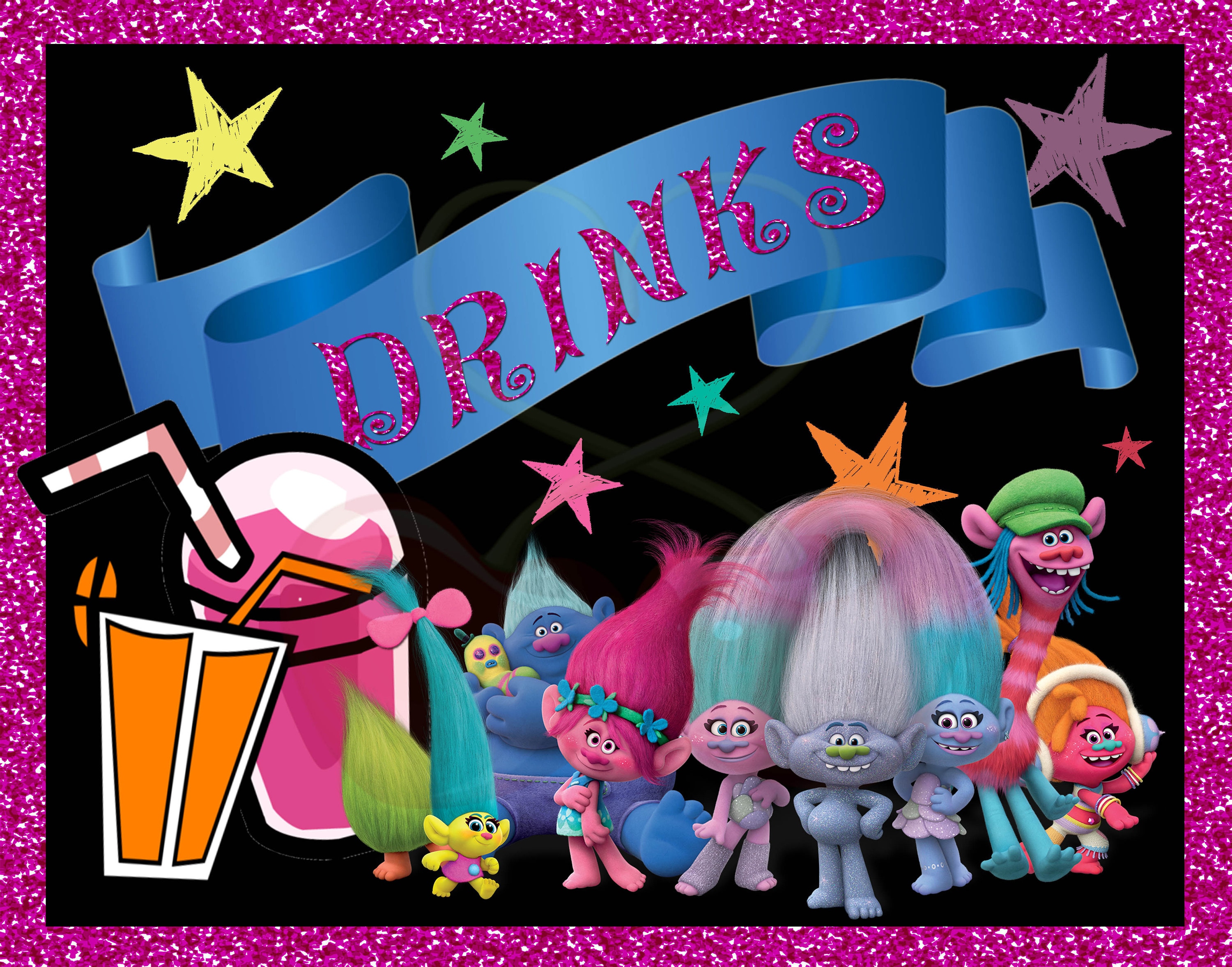 Trolls Poster Board // Drinks // Trolls // Table Top // - Etsy