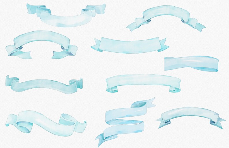 Watercolor Banners Ribbons Clipart / Digital Download / Wedding Event ...