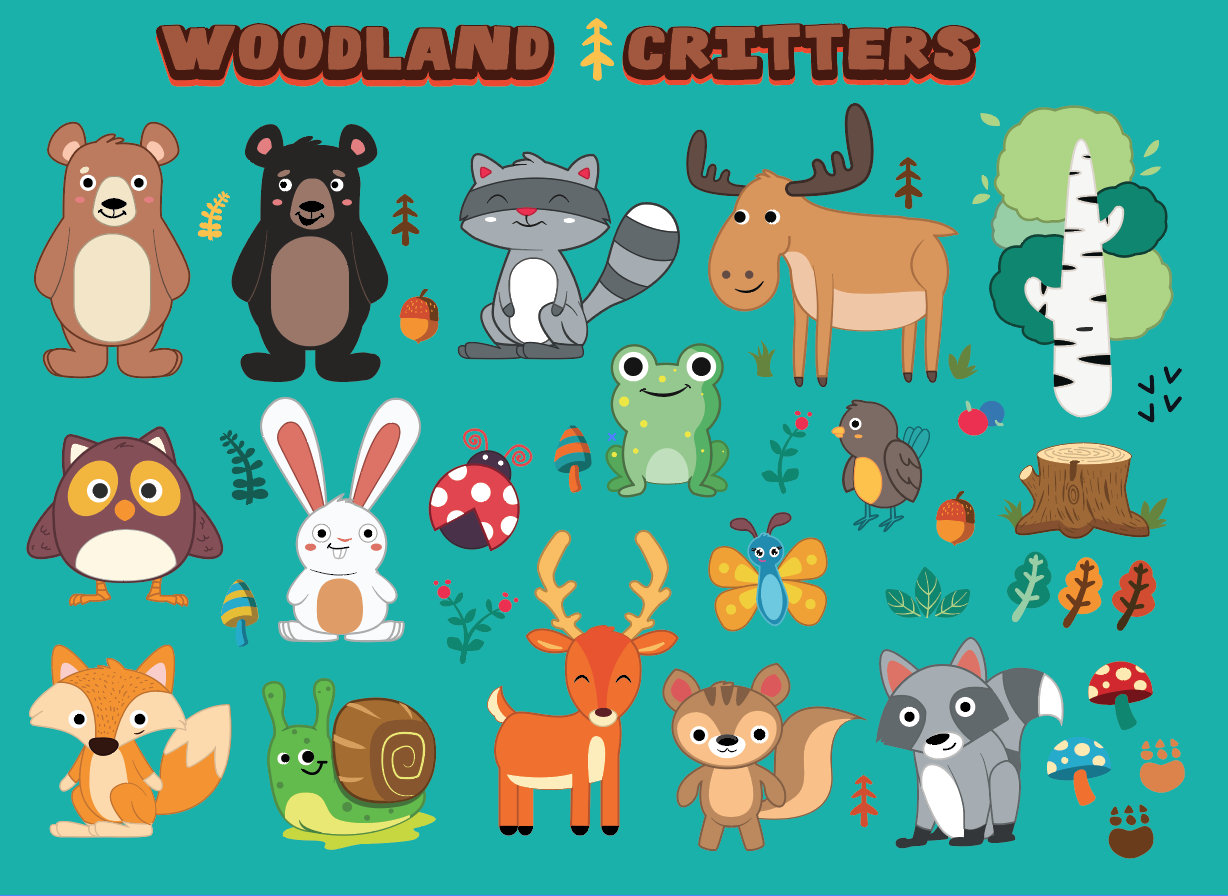 Woodland Animals Clipart Commercial Use, Vector Graphics, Digital Clip ...