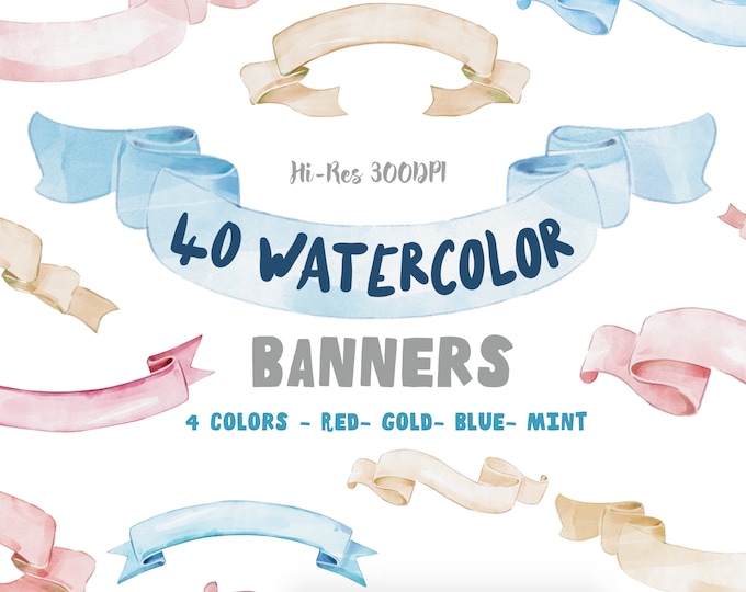 Ribbon Clipart Watercolor Banners Watercolor Ribbons Ribbon Clip Art ...
