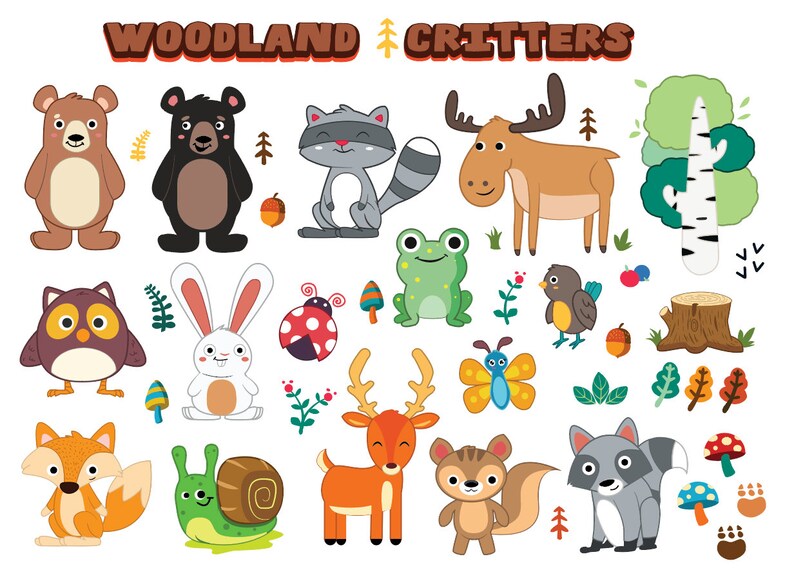 Woodland Animals Clipart Commercial Use, Vector Graphics, Digital Clip ...