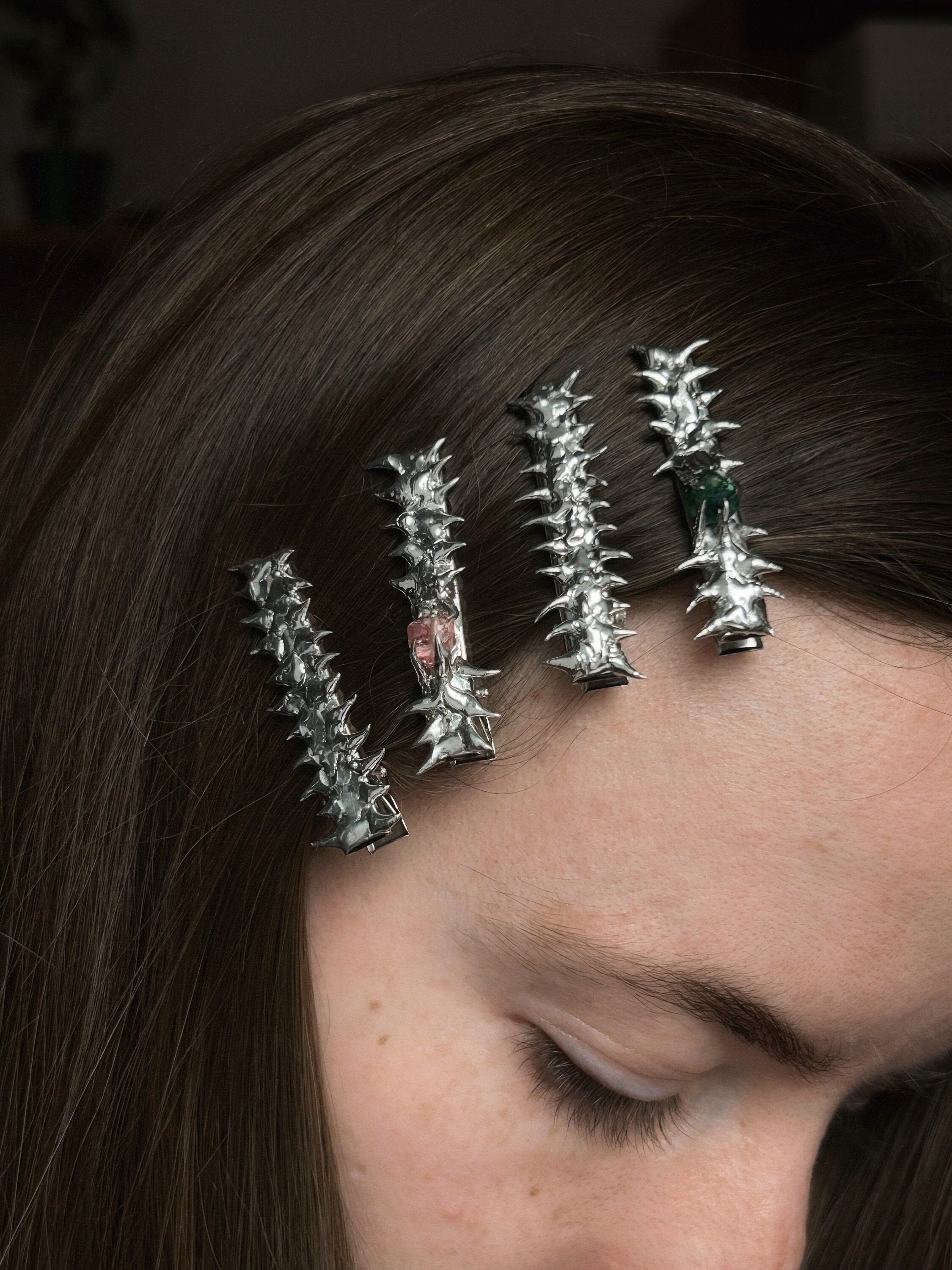 Punk Hairpin With Spikes, Cyber Spiky Hairpin Melted Liquid Metal ...