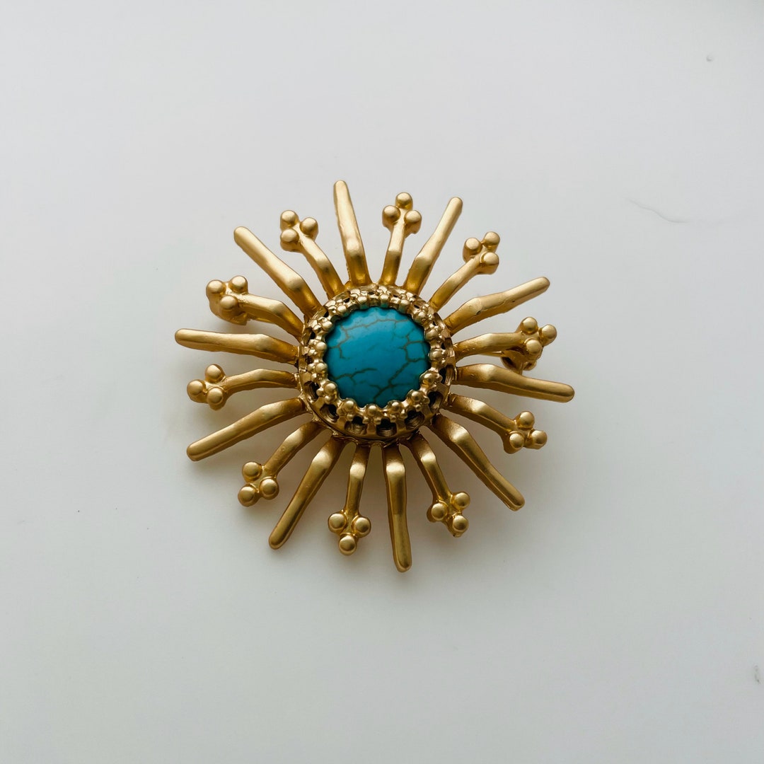 Turquoise Sun Brooch - 44x40mm - Etsy Canada