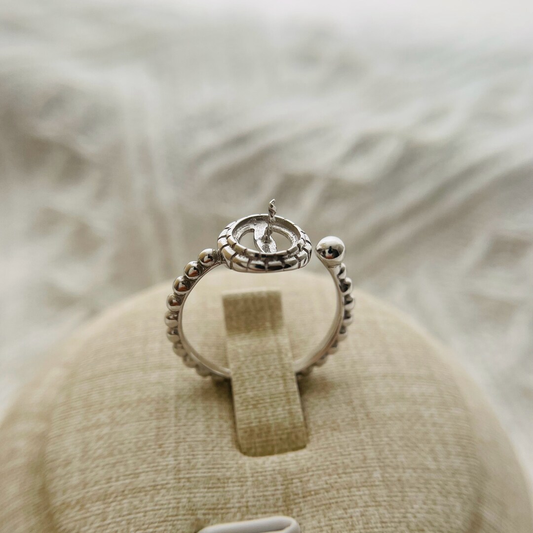 1 Pcs - Sterling Silver Ring With Cup Setting - Adjustable - for 6mm to ...