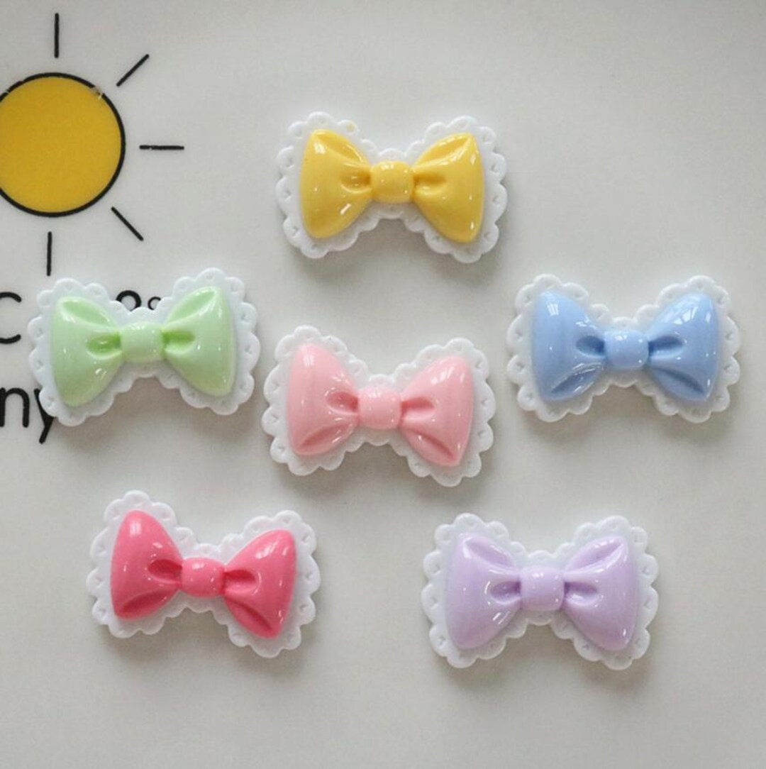 20 Resin Bow Cabochons, Mixed Color, 29x19mm - Etsy