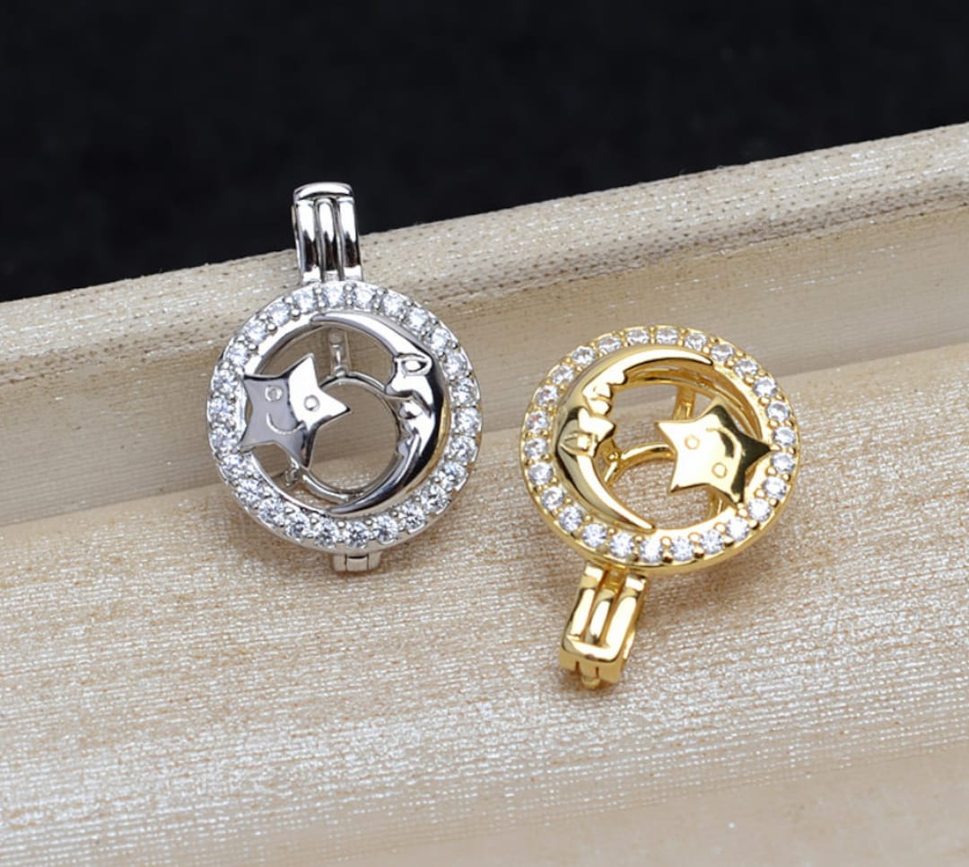 1 Pcs - Sterling Silver Moon Star Locket Pendant - Etsy