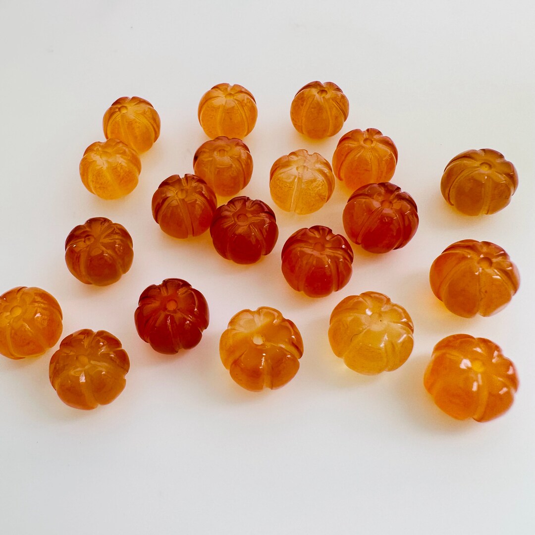 10 or 20pcs Natural Jade Pumpkin Beads 10mm Tall 7mm Hole 1mm - Etsy