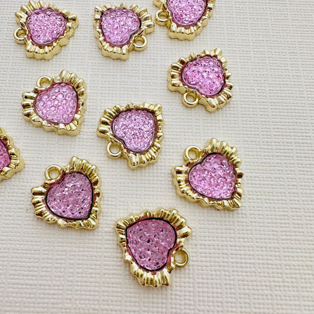 4 or 10 Ps - Heart Charms - 16x16mm - Gold Plated - Etsy