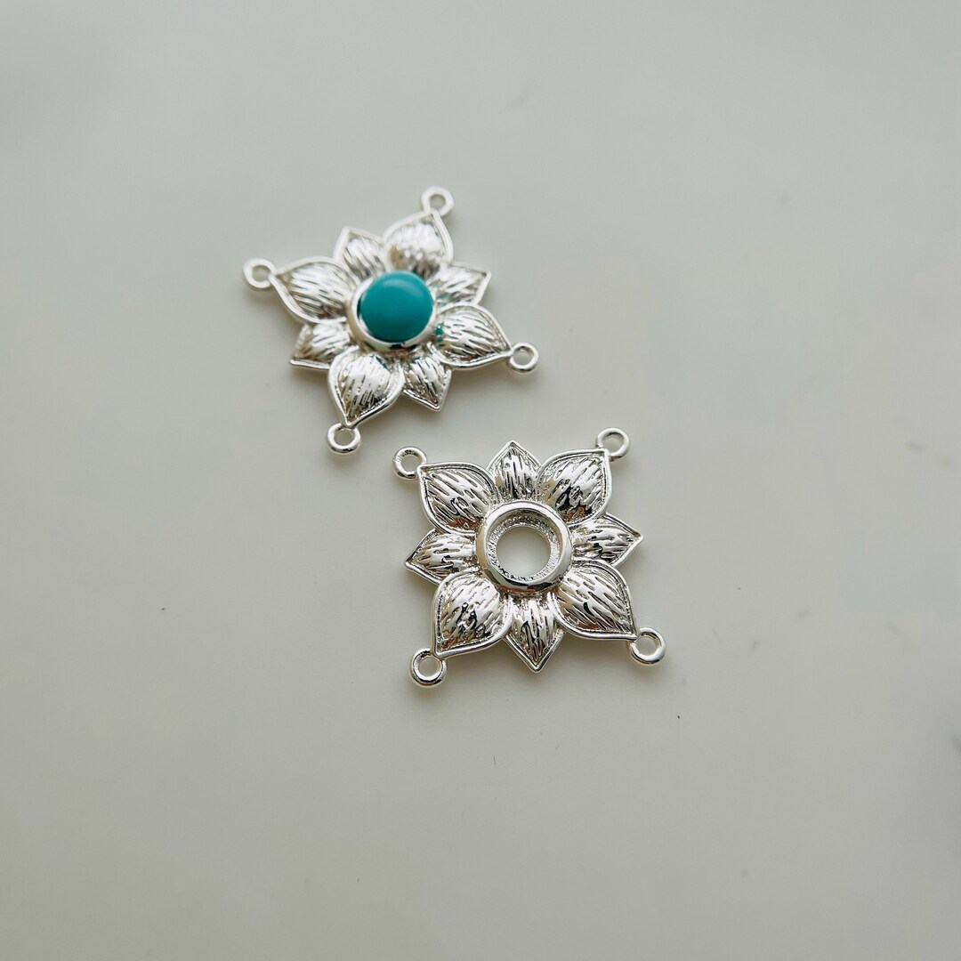 10 Pcs - Flower Round Bezel Pendant Blank - Silver Setting - 5mm ...