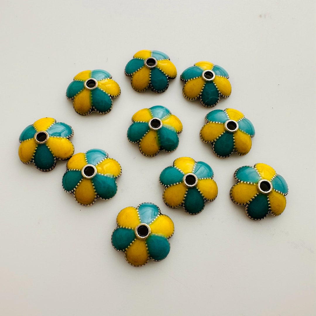 10 X Enamel Beads Caps - 10mm -hole 1mm - Etsy