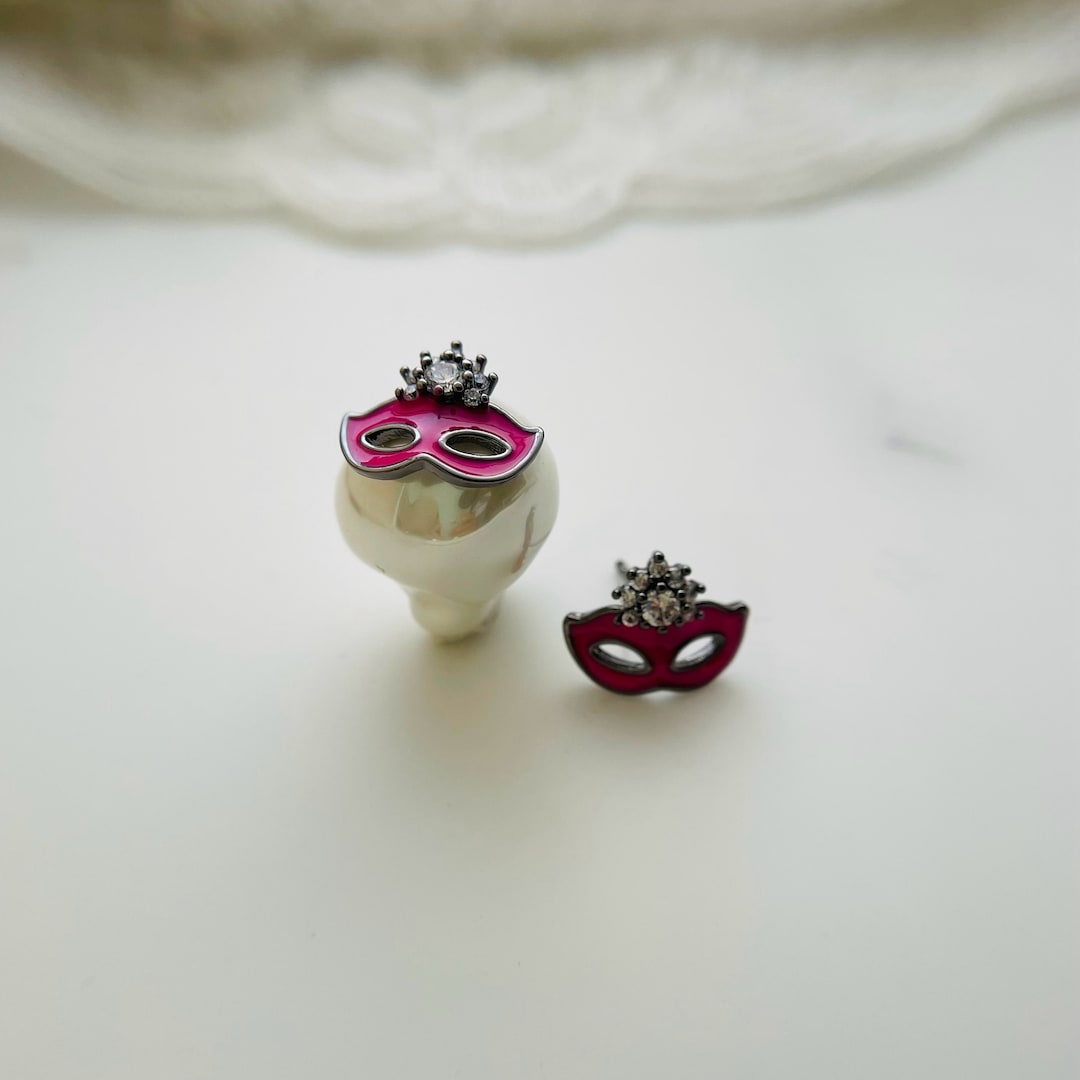 2 Pcs - Masquerade Mask Beads Cap With Pin - Beads Cap Bails - 15*13mm ...