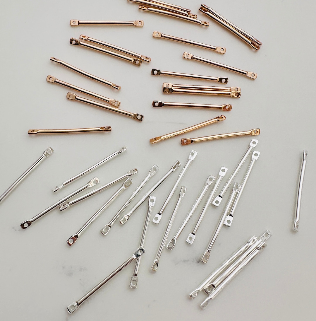 20pc, Solid Brass Bar Connectors, 14k Gold or Silver Plating, 22x1mm - Etsy