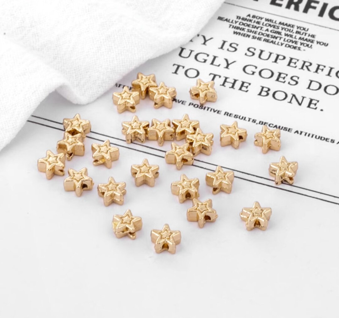 10 X Star Spacer Charms - 5x5mm , Hole 1mm, 14k Gold Plated Brass - Etsy