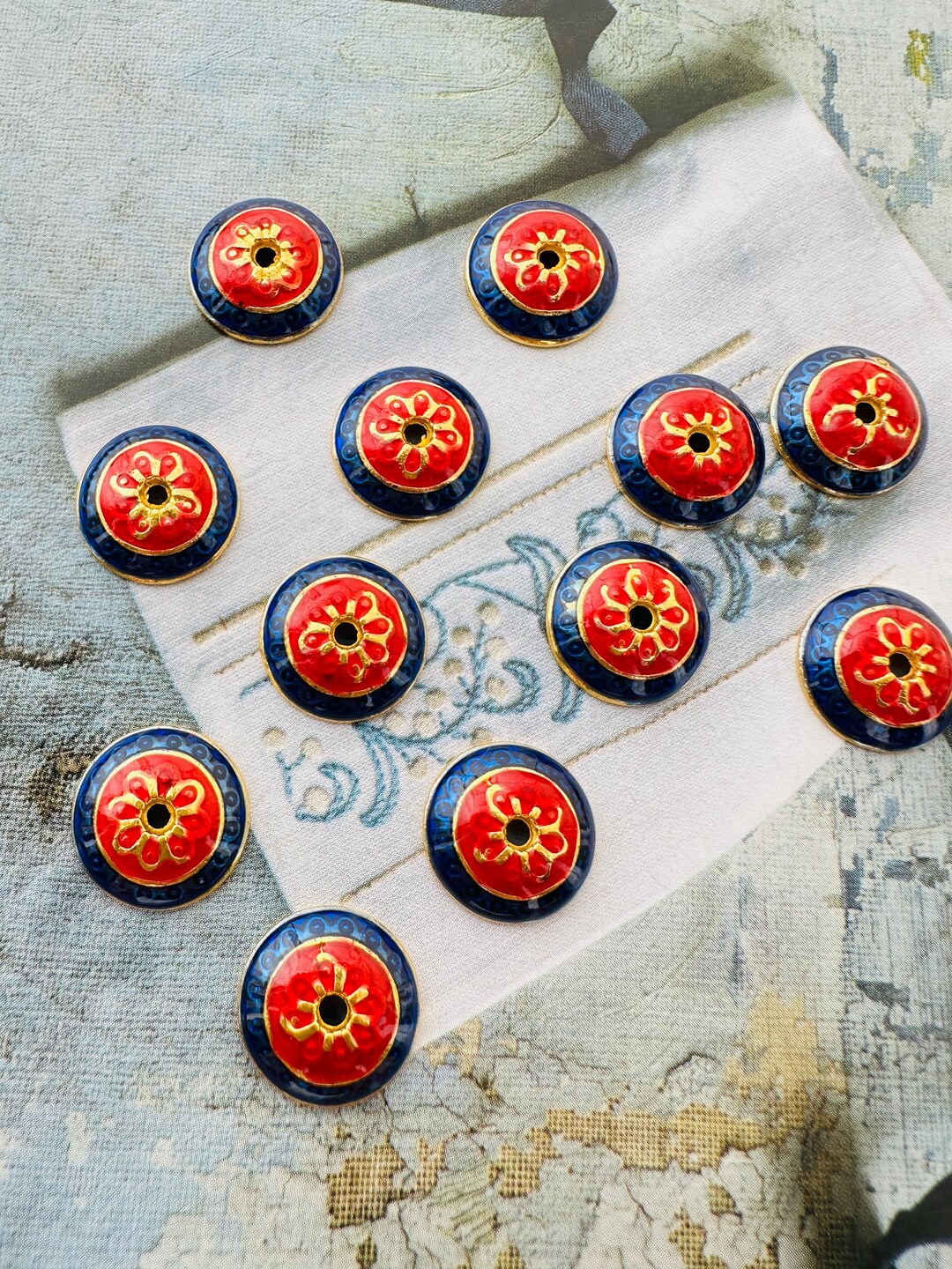 50 Ps - Enamel Beads Caps - 13mm - Hole 1mm - Etsy