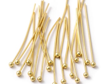 50 Pcs 20 Ga 40mm 24k Shiny Gold Flat Head Pin, Gold Flat Head Pin ...