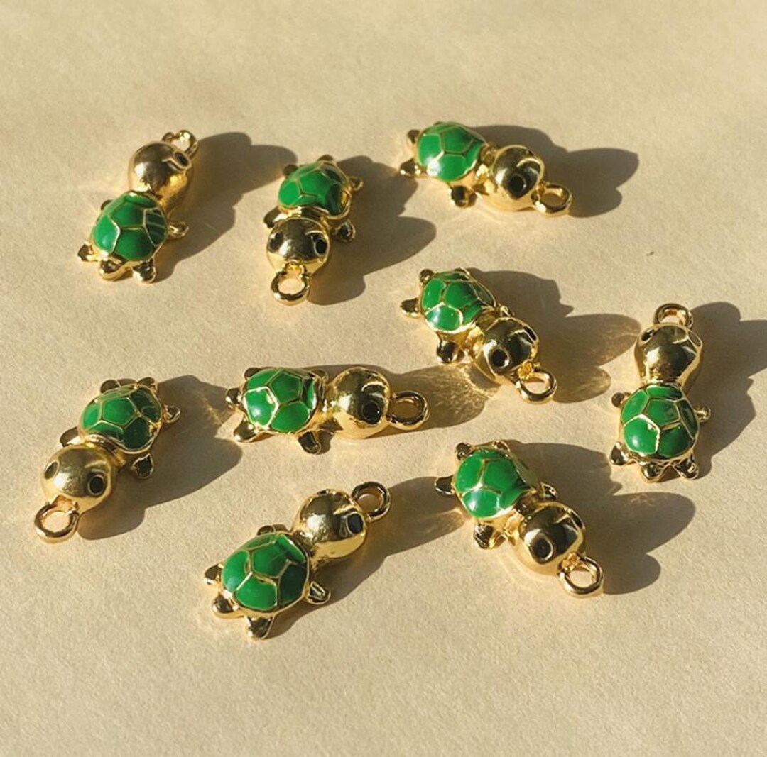 20 Ps - Enamel Turtle Charms - Etsy