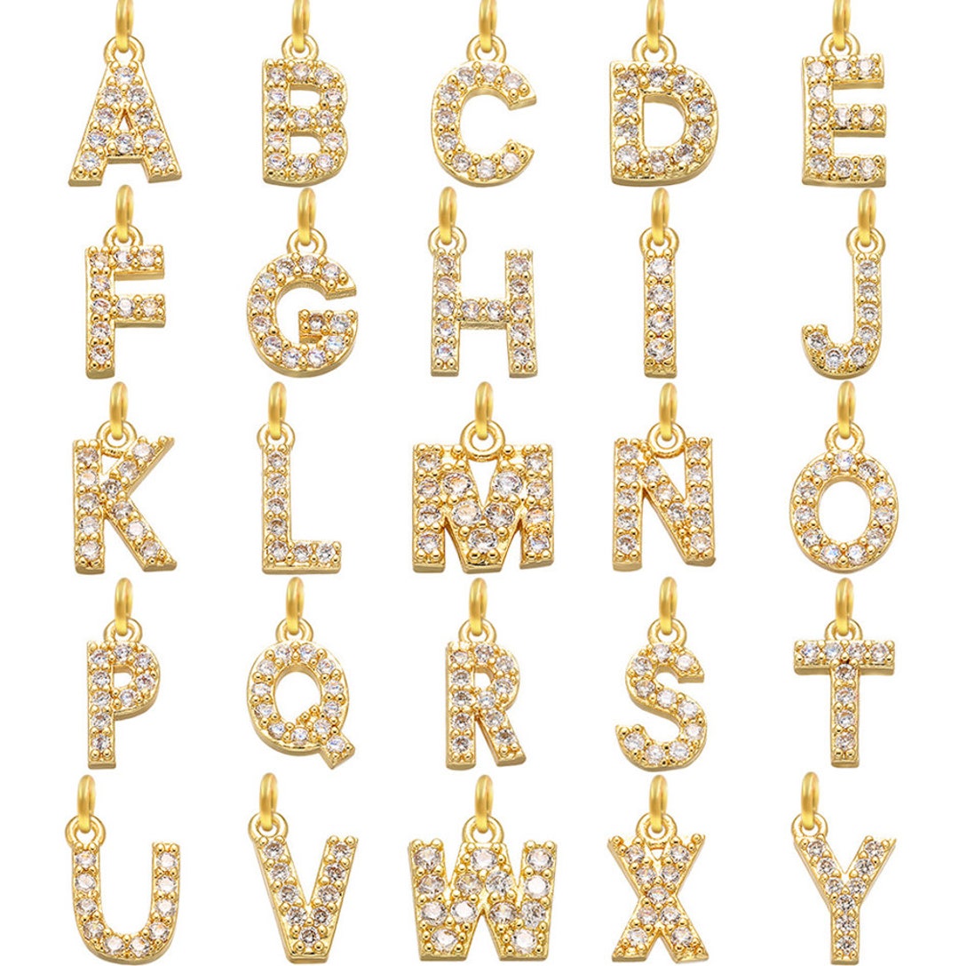 10 Pcs Gold Filled Rhinestones Initial Letter Charm - 8MM - Etsy Australia