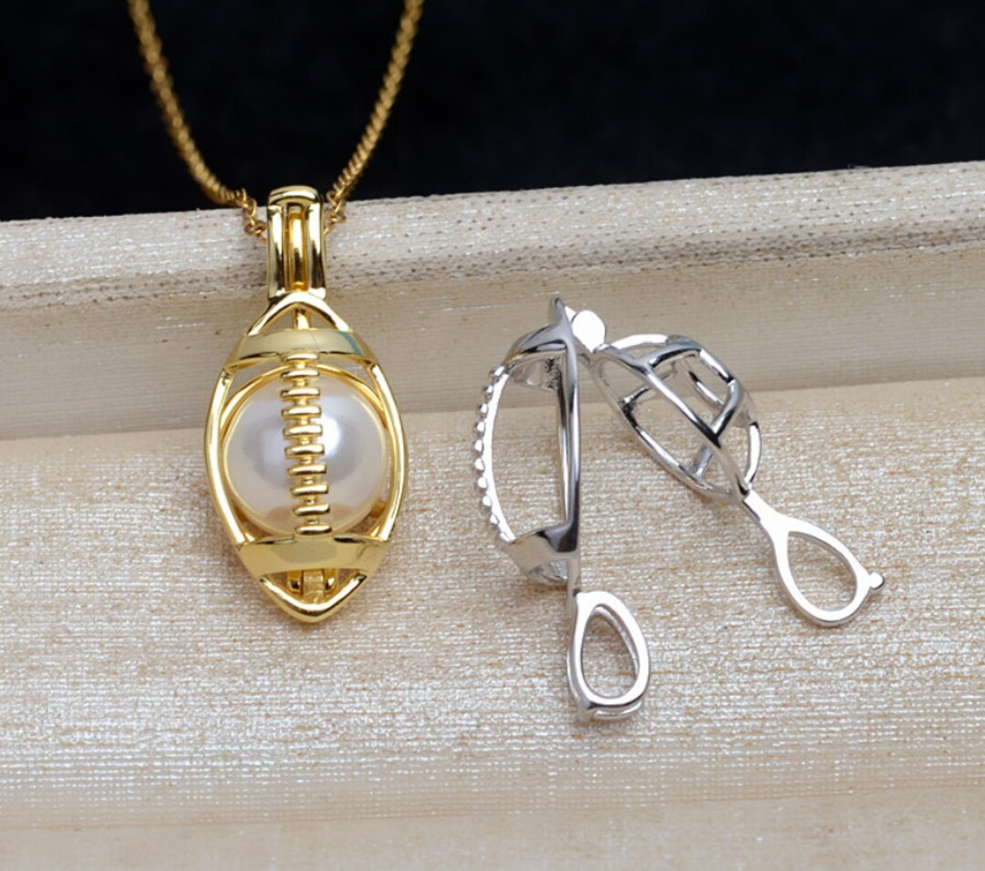 1 Pcs - Sterling Silver Football Locket Pendant - for 7mm to 8mm Bead ...