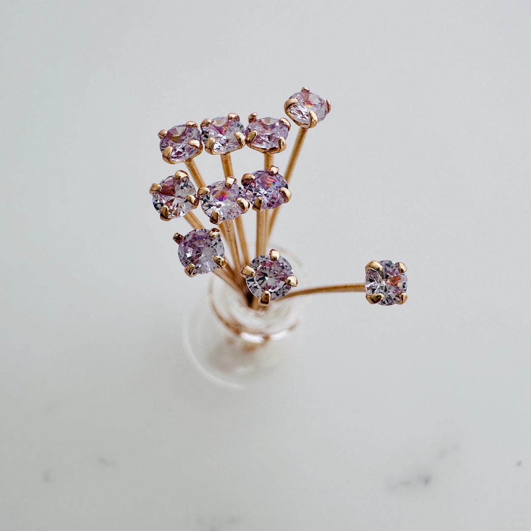 10 X Cubic Zirconia Head Pin - 45mm - Etsy