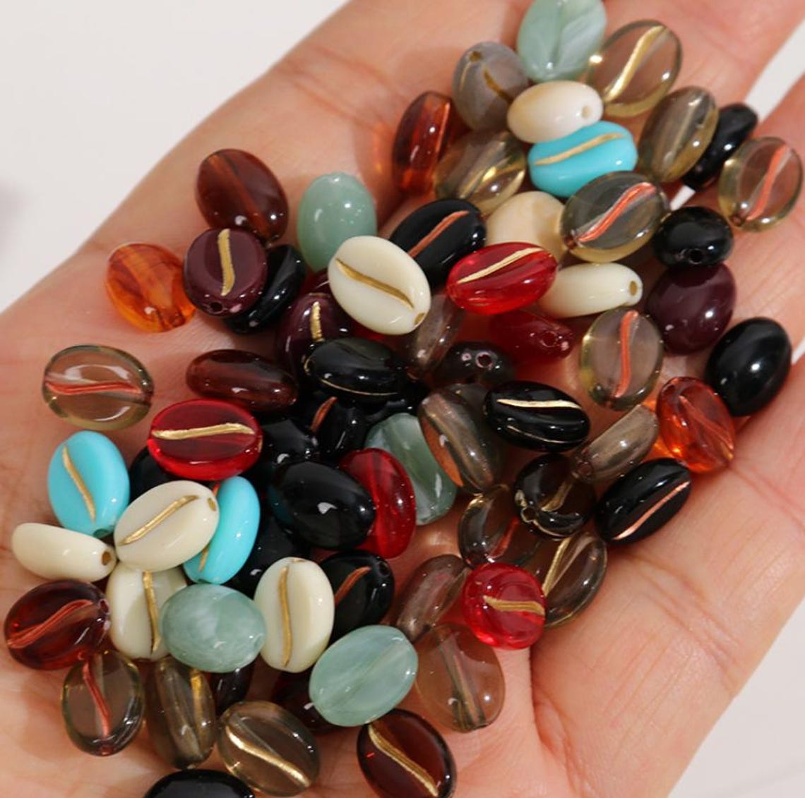 100 Resin Coffee Bean Beads, Cabochons, Scrapbook, Mixed Color, 11x9mm ...