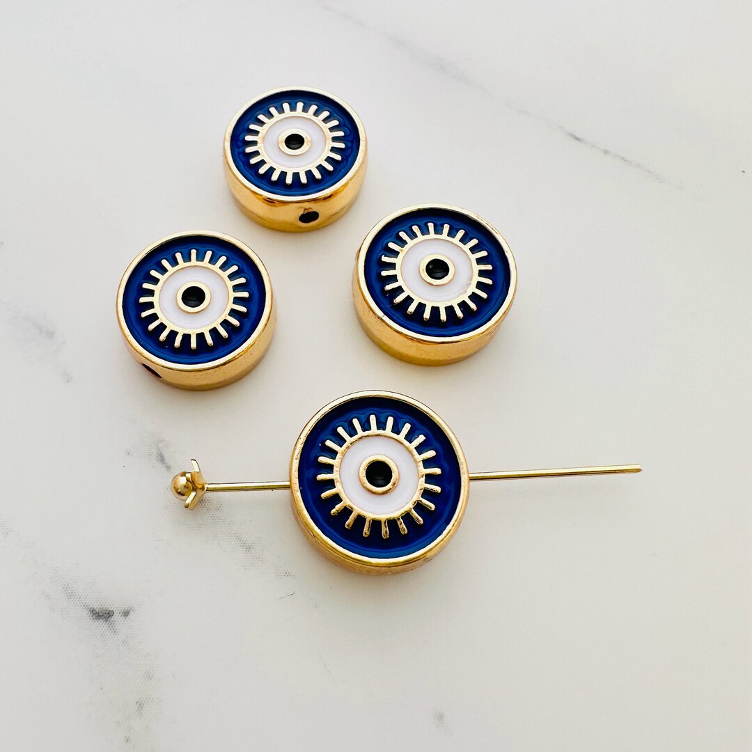 4 X Enamel Eyes Beads - 11mm - Tall 4mm - Hole 1mm - Etsy