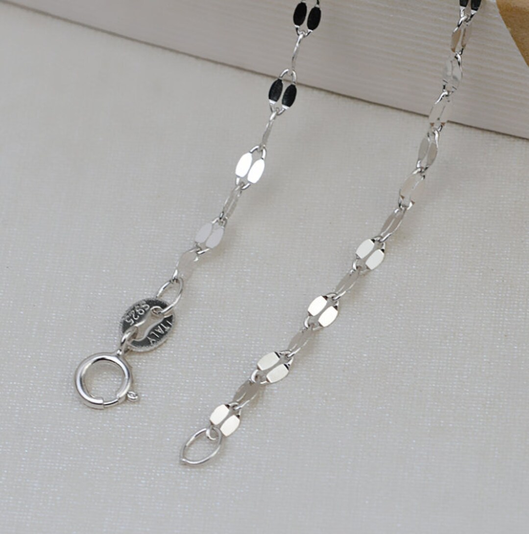 1 Pcs - Sterling Silveroval Link Lip Chain - Necklace Findings - 40cm ...