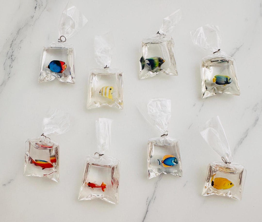 10pcs- Resin Goldfish in a Bag Charms Koi Fish Pendants - 50x24mm - Etsy