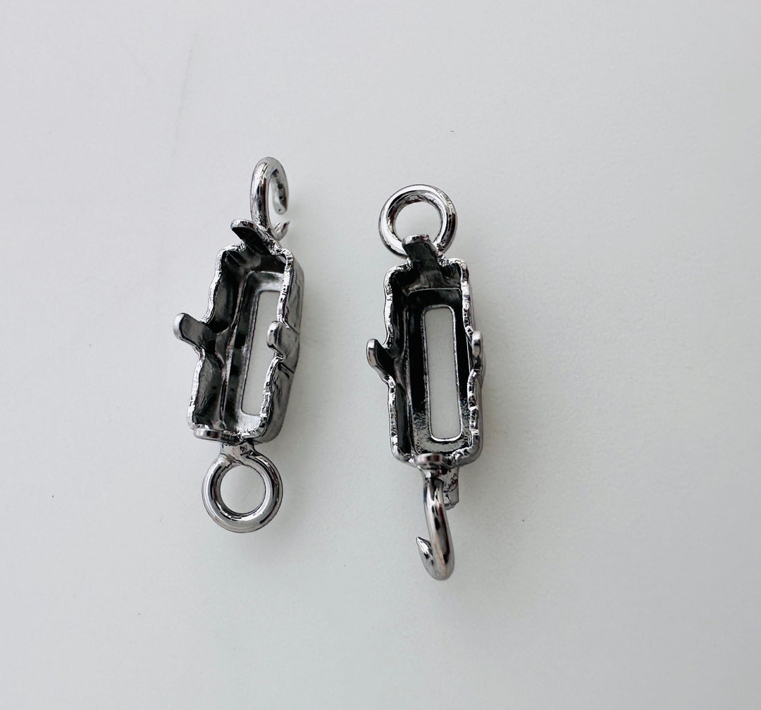 7x3mm, Blank 4-prong Rectangle Setting , Rhodium Plated, 2 or 6 Ps - Etsy